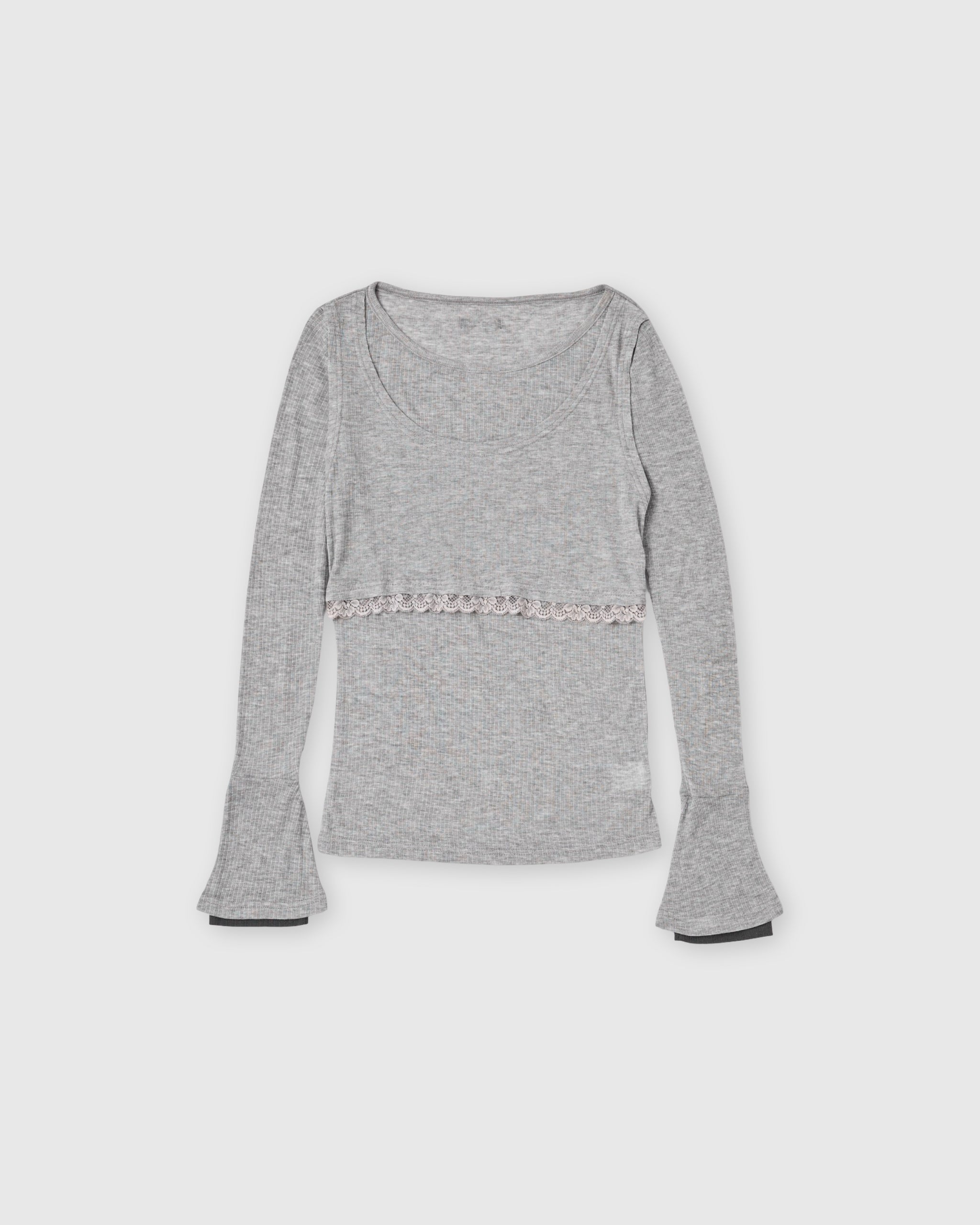 Rib sheer tops (gray)