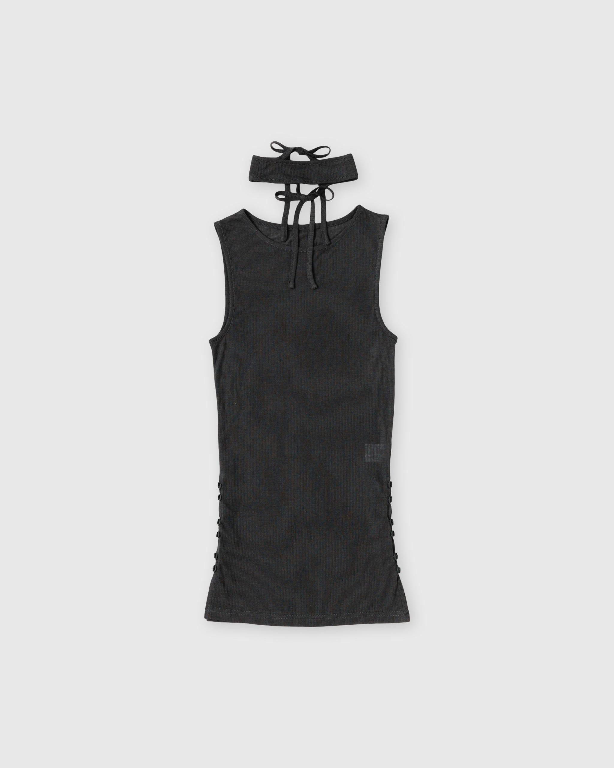 Rib sheer tank top (black)